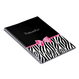 Trendy Black And White Zebra Print Pink Ribbon Notebook | Zazzle