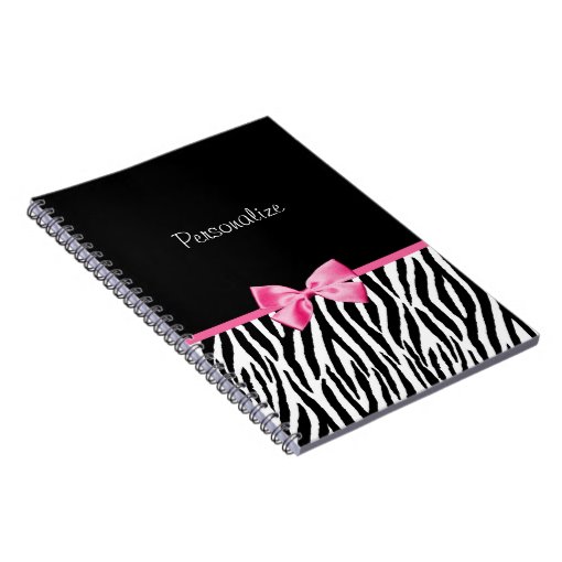 Trendy Black And White Zebra Print Pink Ribbon Notebook | Zazzle