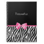 Trendy Black And White Zebra Print Pink Ribbon Notebook | Zazzle