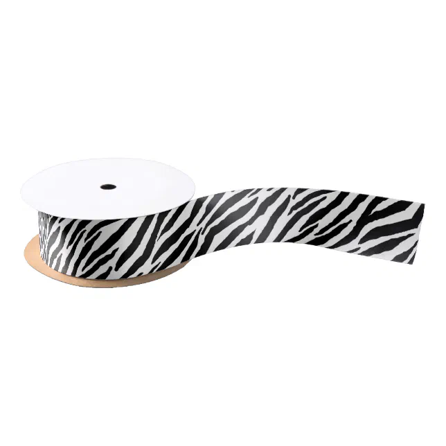 Trendy Black and White Zebra Stripes Animal Print Satin Ribbon | Zazzle
