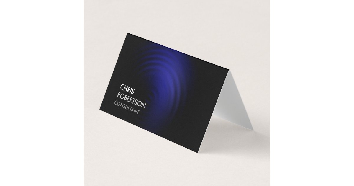 Trendy Black Blue Modern Minimalist Futuristic Business Card | Zazzle
