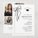 Trendy Black Bow Ribbon 4 PHOTO Graduation Party Invitation | Zazzle