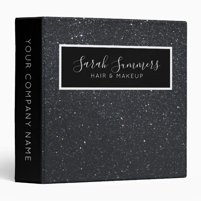 Trendy Black Glitter Stylish Sparkles Girly Chic 3 Ring Binder | Zazzle