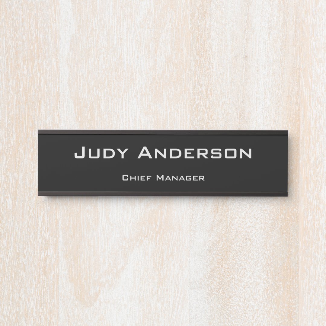 Trendy Black Professional Plain Modern Elegant Door Sign | Zazzle