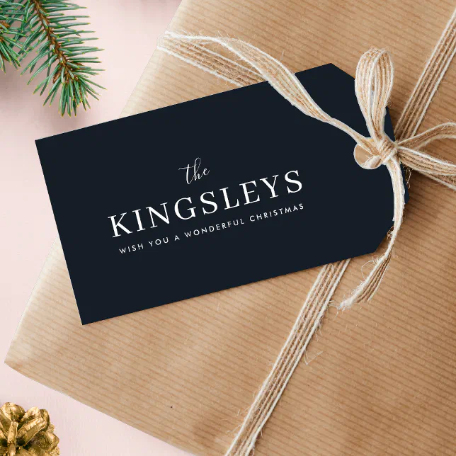 Trendy Black Stylish Modern Bold Typograhy Name Gift Tags | Zazzle