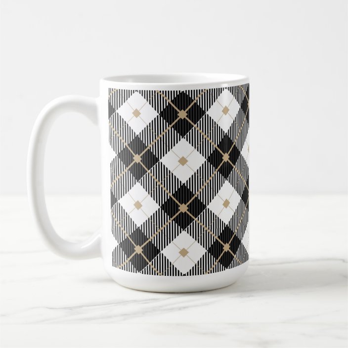 Trendy Black White Plaid Pattern Coffee Mug | Zazzle.com