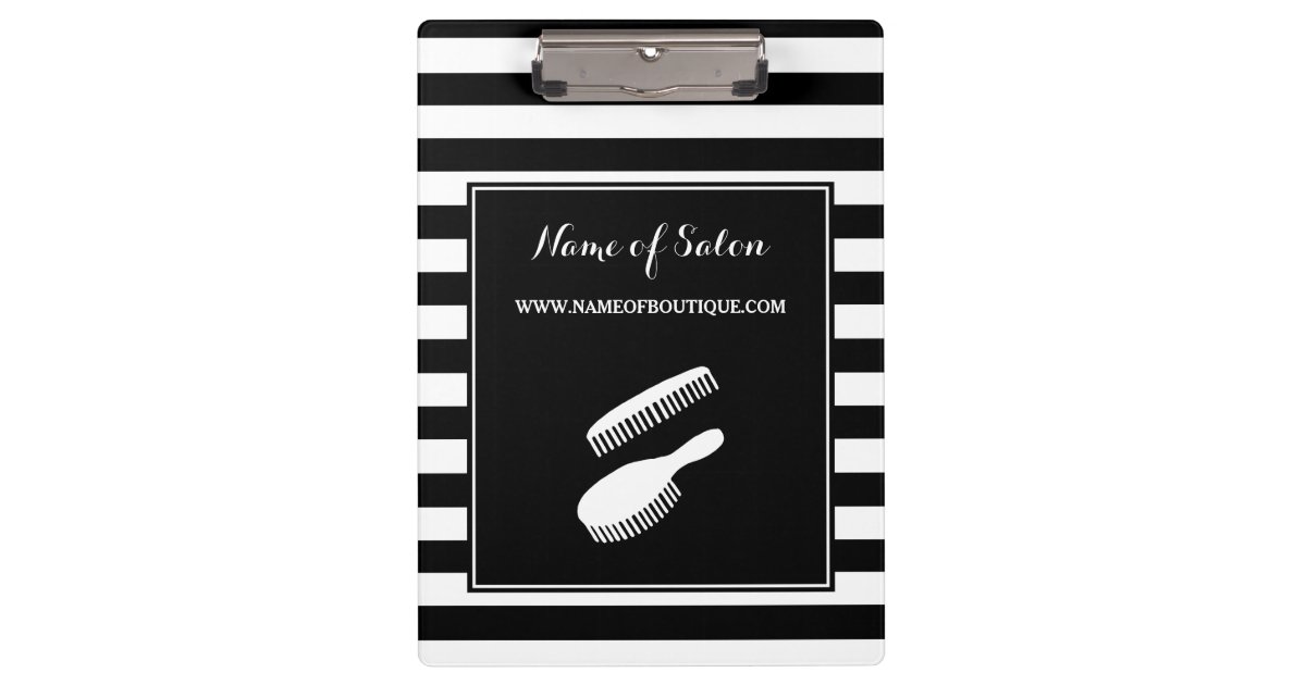Trendy Black White Stripes Hair and Beauty Salon Clipboard | Zazzle