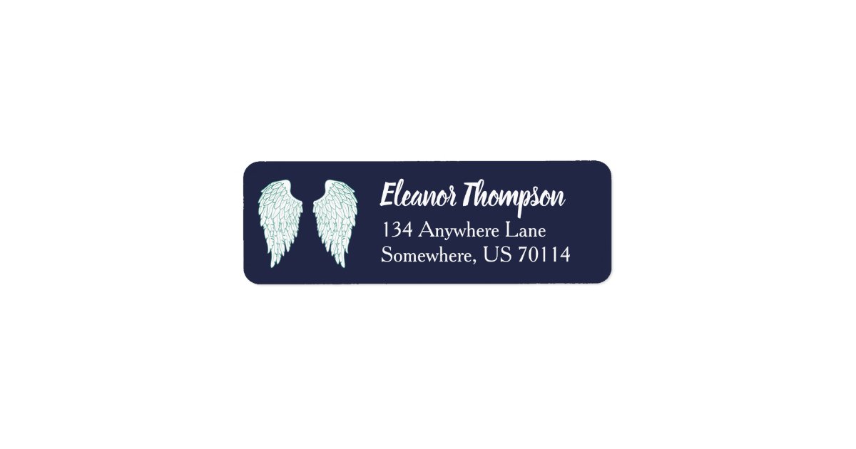 Trendy Blue Angel Wings Label | Zazzle