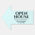 Trendy Blue Open House Contact Info Sign | Zazzle