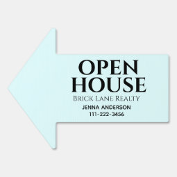 Trendy Blue Open House Contact Info Sign | Zazzle