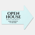 Trendy Blue Open House Contact Info Sign | Zazzle