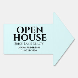 Trendy Blue Open House Contact Info Sign | Zazzle