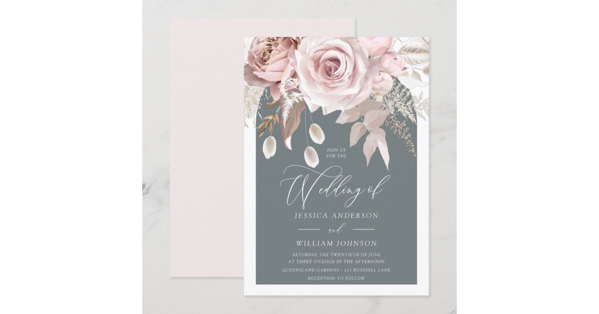 Trendy Blush & Ivory Boho Arch Wedding Invitation | Zazzle
