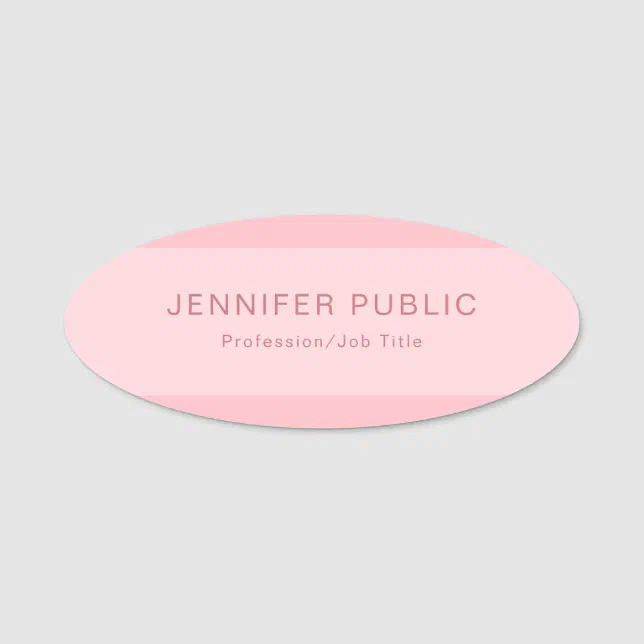 Trendy Blush Pink Simple Modern Elegant Template Name Tag | Zazzle