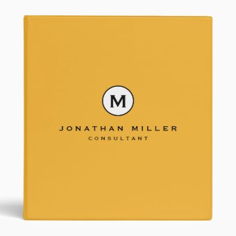 Trendy Bold Mustard Yellow Monogram 3 Ring Binder | Zazzle