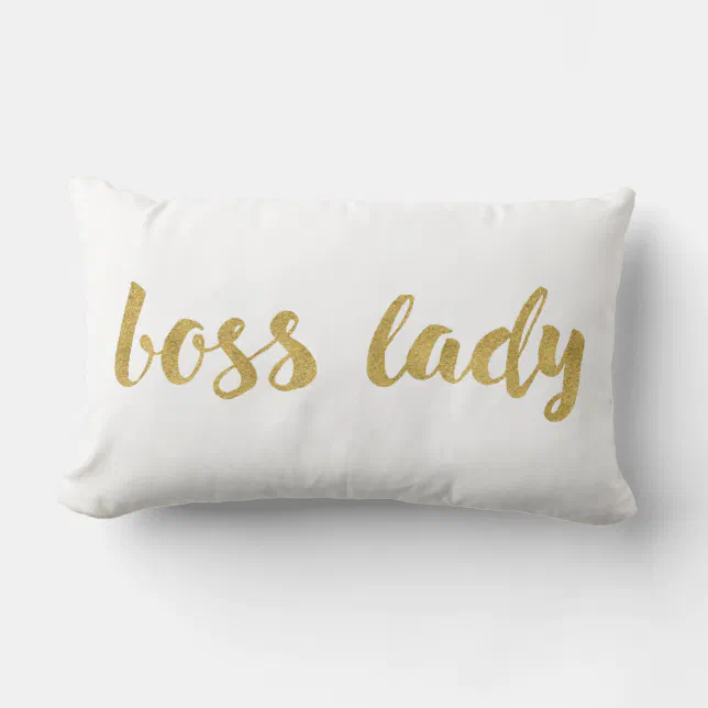 Trendy Boss Lady In Gold Decorative Script Lumbar Pillow | Zazzle