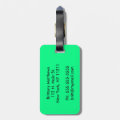 Trendy Bright Neon Green and Black Monogram Luggage Tag | Zazzle