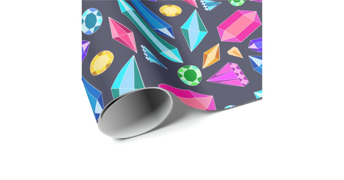 Trendy Bright Rainbow Gems Jewels Wrapping Paper | Zazzle