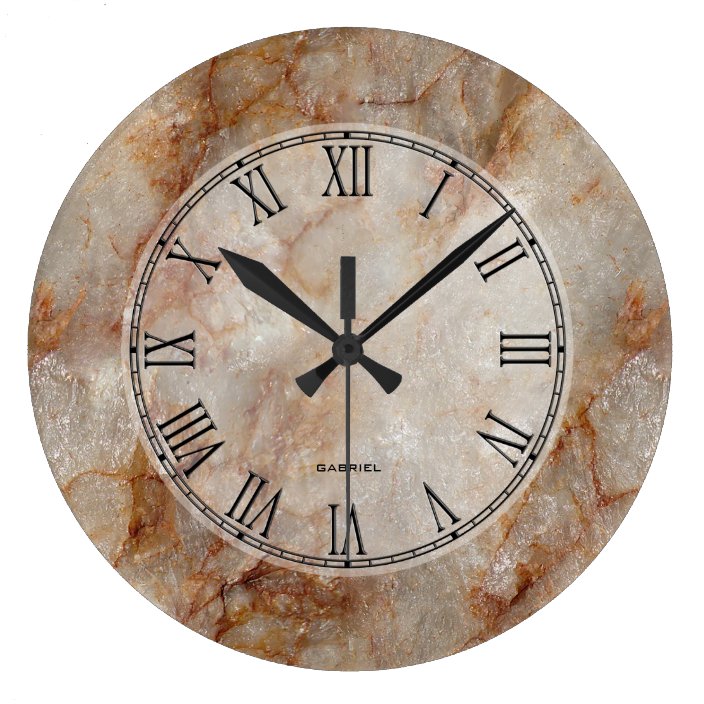 Trendy Brown Faux Marble Stone Pattern Large Clock | Zazzle.com