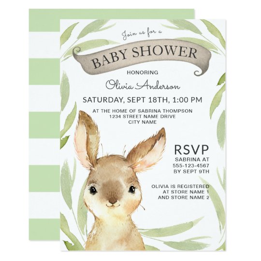 Trendy Bunny Rabbit Theme Baby Shower Invitation | Zazzle.com