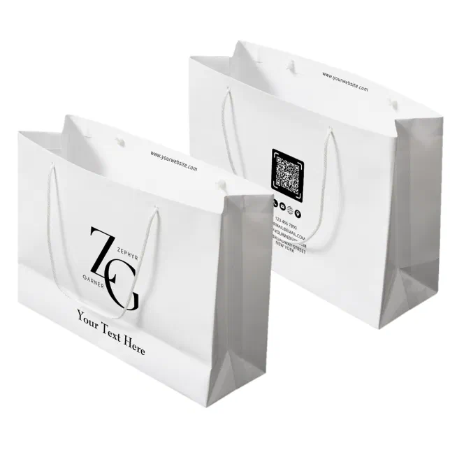 Trendy Business Custom Logo Minimalist Large Gift Bag | Zazzle