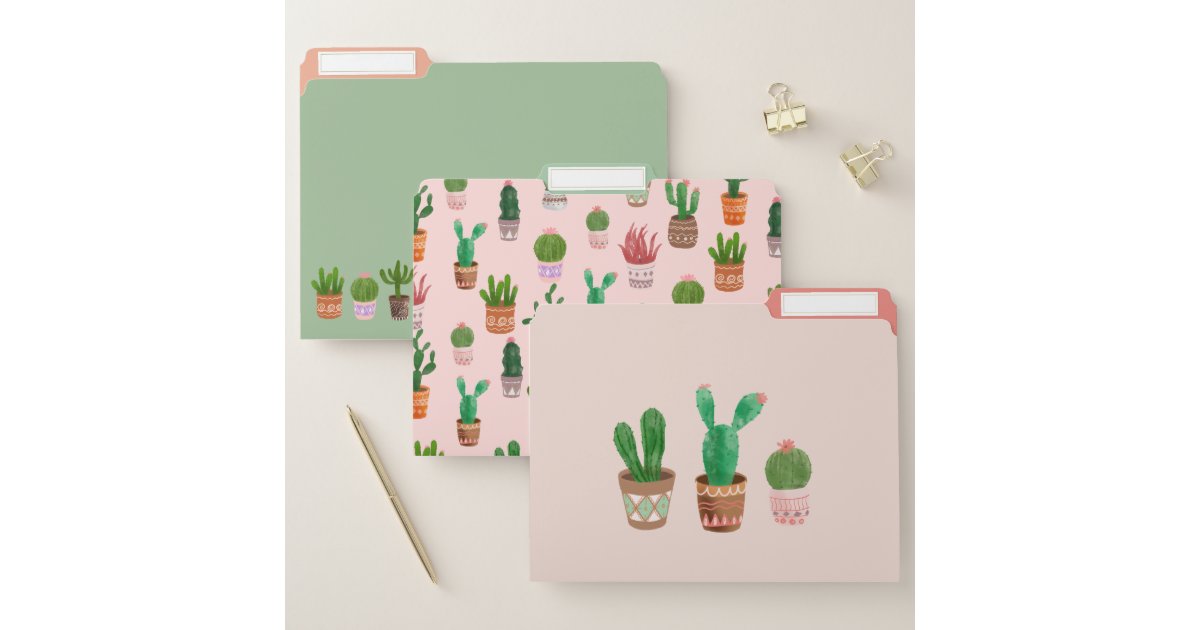 Trendy Cactus Succulent Set of 3 File Folder | Zazzle