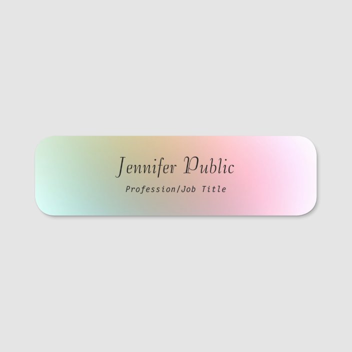 Trendy Calligraphed Script Text Elegant Colorful Name Tag | Zazzle.com