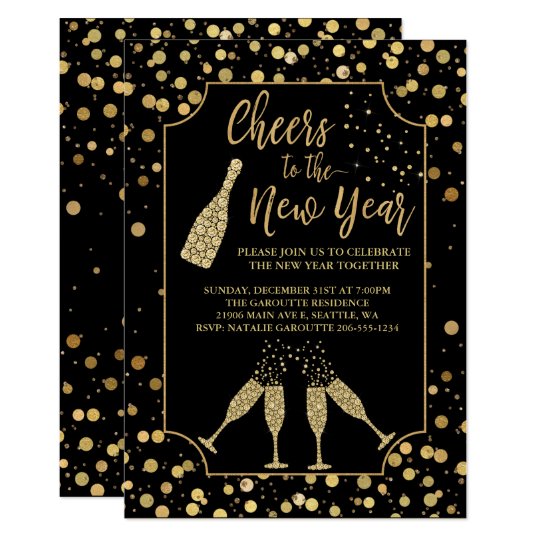 Trendy Cheers to the New Year Party Invitation | Zazzle.com