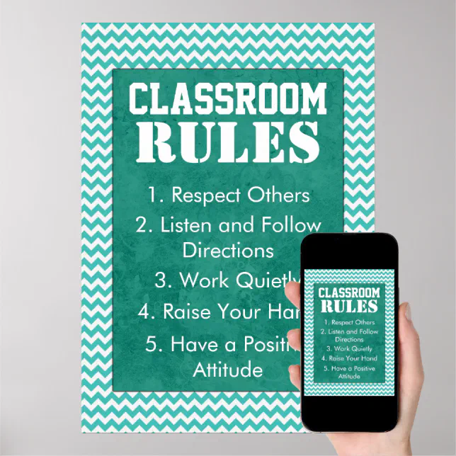 Trendy Chevron Classroom Rules Poster | Zazzle