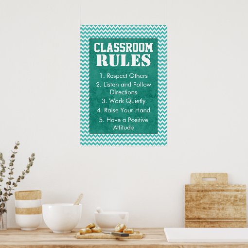 Trendy Chevron Classroom Rules Poster | Zazzle