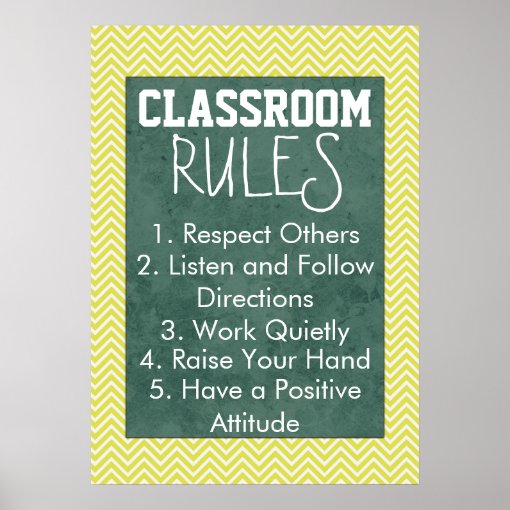 Trendy Chevron Classroom Rules Poster | Zazzle