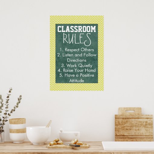 Trendy Chevron Classroom Rules Poster | Zazzle