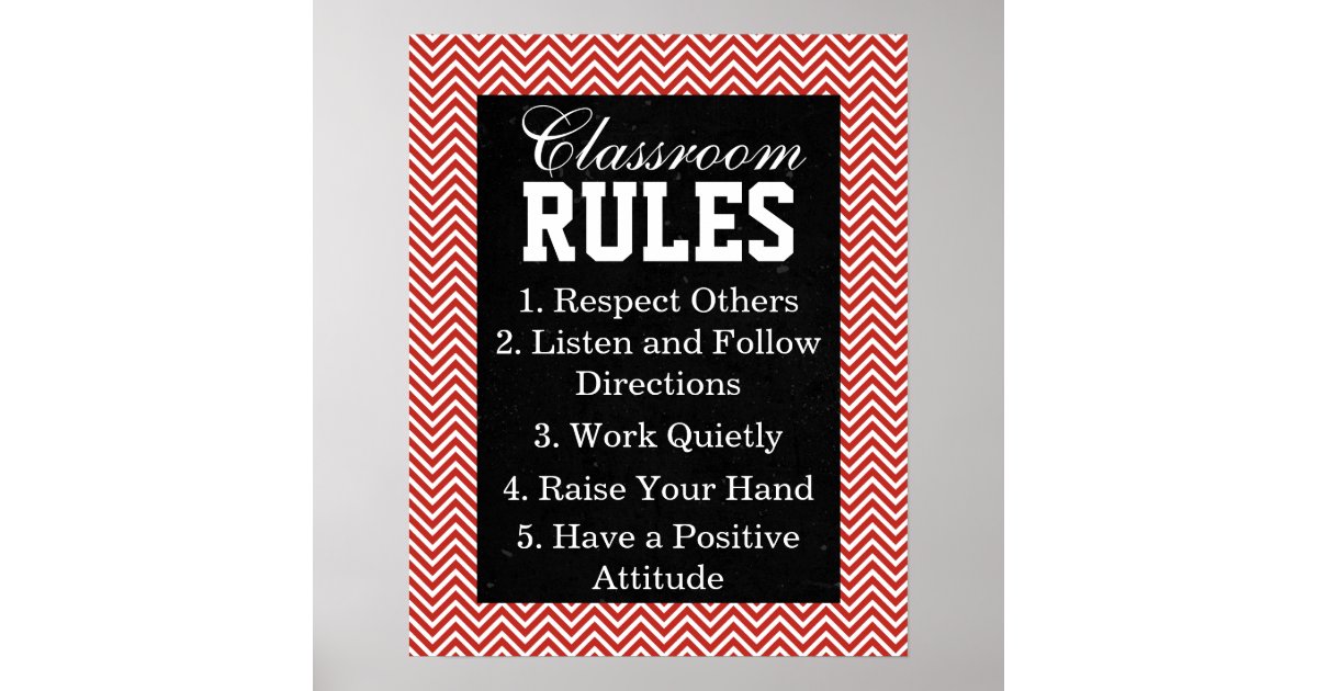 Trendy Chevron Classroom Rules Poster | Zazzle