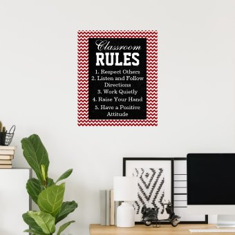 Trendy Chevron Classroom Rules Poster | Zazzle