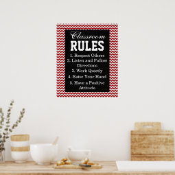 Trendy Chevron Classroom Rules Poster | Zazzle