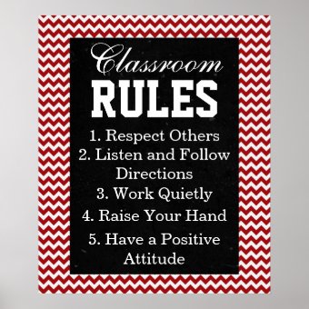 Trendy Chevron Classroom Rules Poster | Zazzle