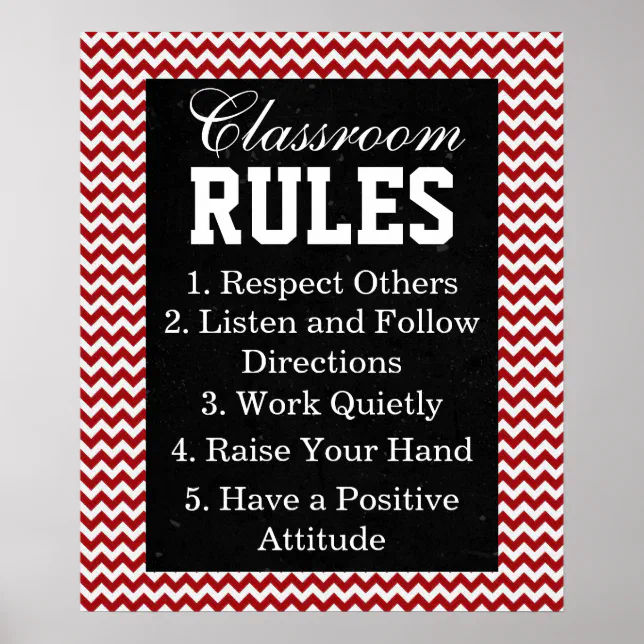 Trendy Chevron Classroom Rules Poster | Zazzle