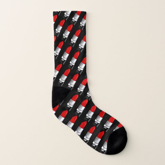 trendy chic girly makeup artist red lipstick socks | Zazzle.com