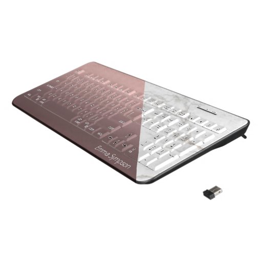 Trendy Chic White Marble Rose Gold Personalized Wireless Keyboard | Zazzle