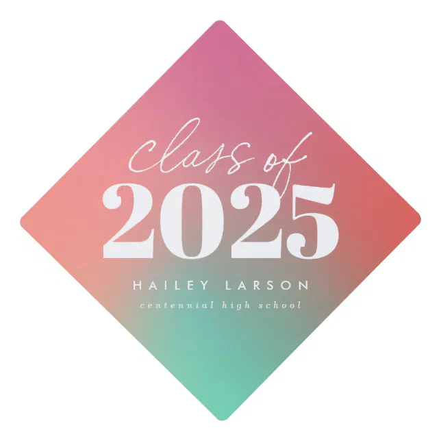 Trendy Class of 2024 Pink Gradient Calligraphy Graduation Cap Topper ...