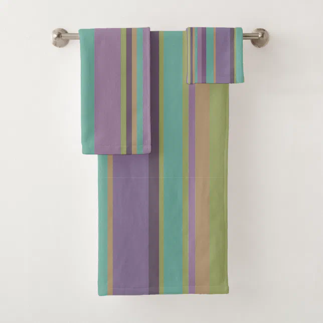 Trendy Colored Stripes Pattern Bath Towel Set | Zazzle