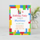 Trendy Colorful Building Blocks 6th Birthday Party Invitation | Zazzle