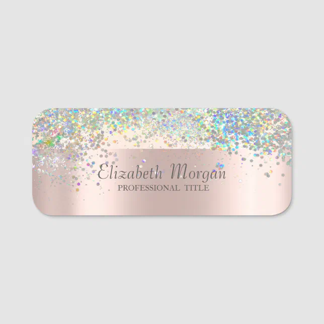 Trendy Colorful Confetti,Rose Gold Name Tag | Zazzle