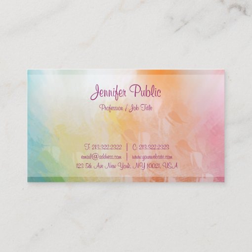 Trendy Colorful Design Elegant Modern Abstract Art Business Card | Zazzle