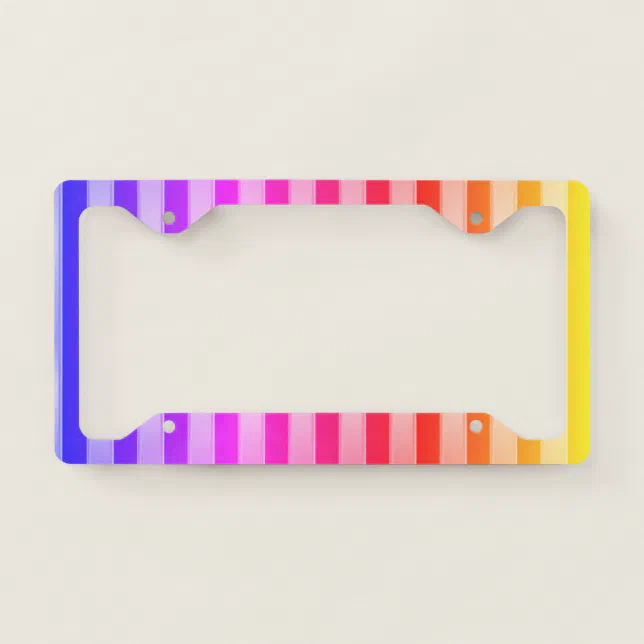 Trendy Colorful Rainbow Stripes License Plate Frame | Zazzle