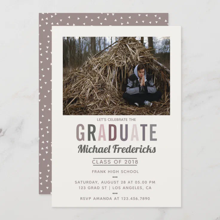 Trendy colorway Photo Graduation Party invitation | Zazzle