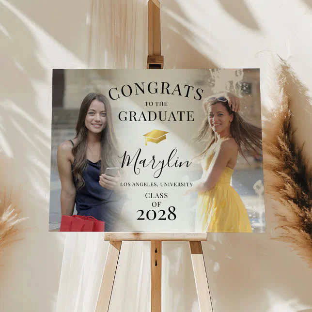 Trendy Congrats 2 Photo Graduation Foam Board | Zazzle