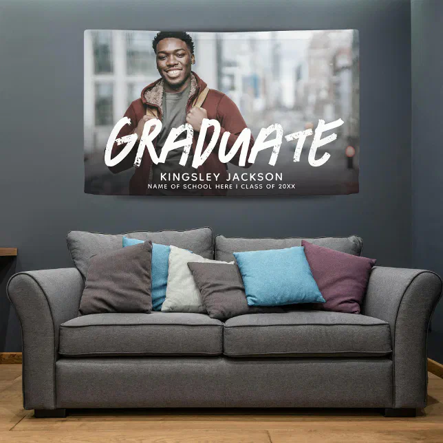 Trendy Cool Modern Urban Graduate Photo Banner | Zazzle