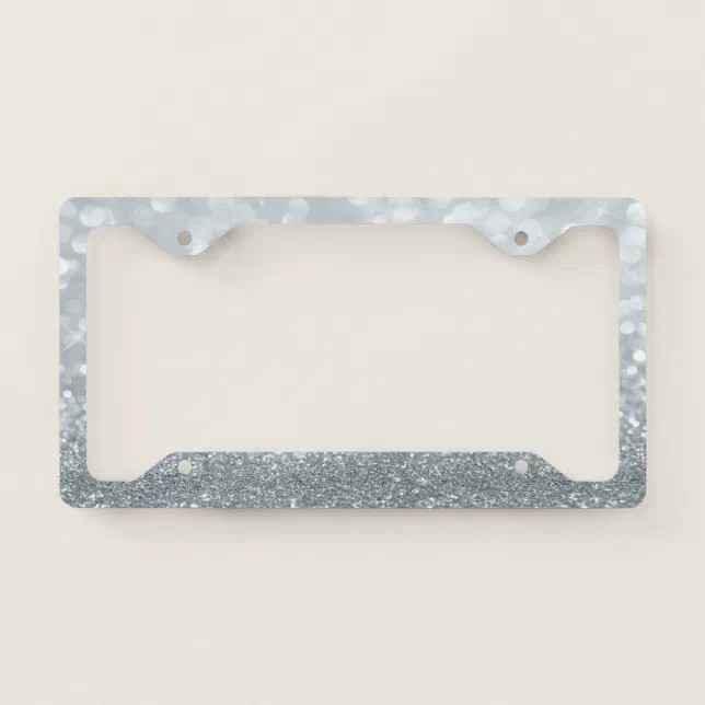 Trendy Cool Silver Glitter Bokeh License Plate Frame | Zazzle