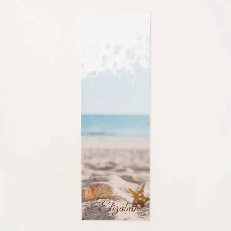Trendy Cool Tropical Beach, Sand Seashells Yoga Mat | Zazzle